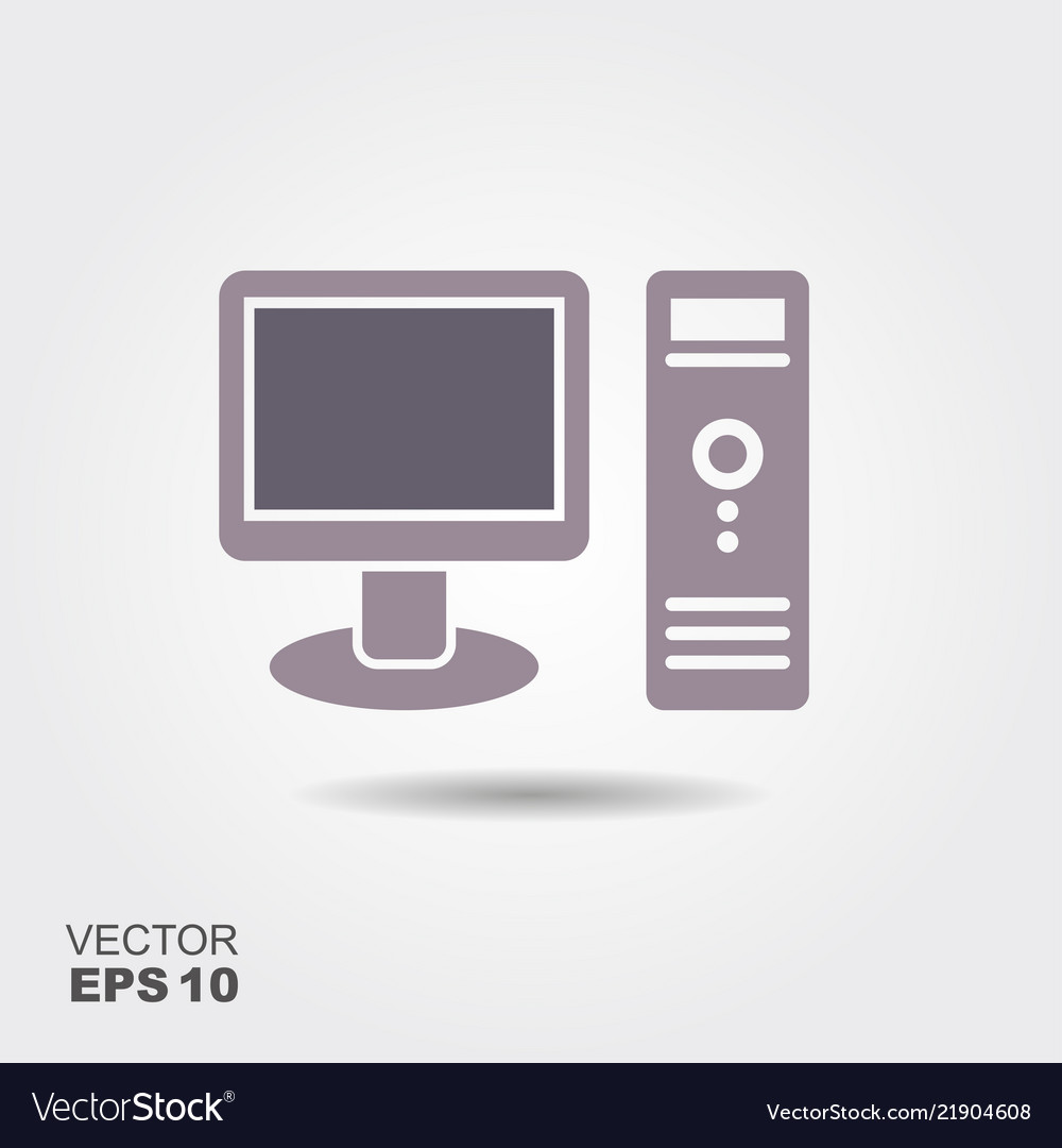 Desktop computer icon in flat style isolated Vector Image