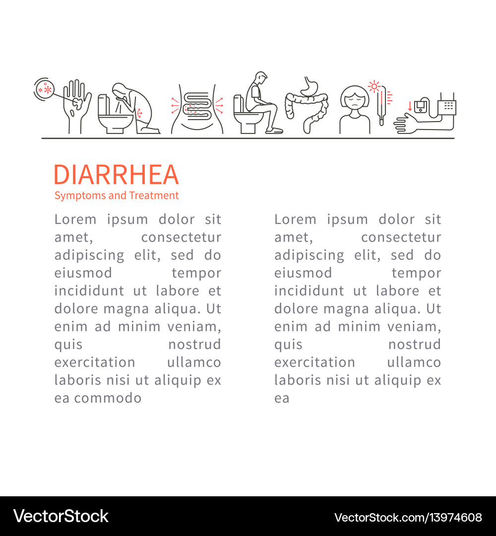 Diarrhea symptoms and treatment leaflet Royalty Free Vector