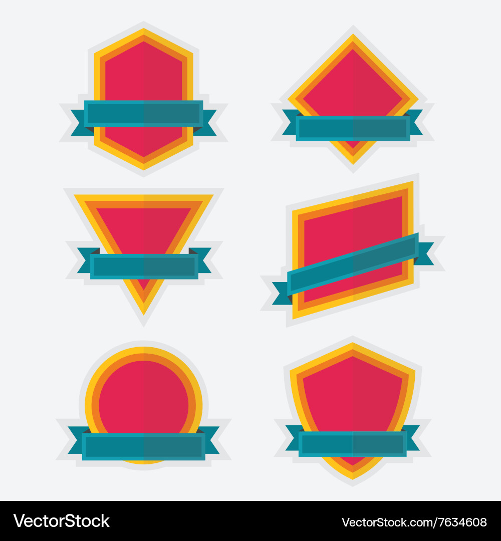 Empty colorful geometrical emblem and banners set Vector Image
