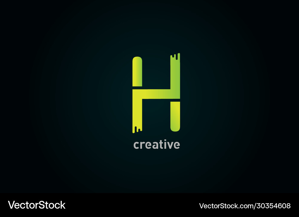 H creative green letter alphabet logo icon design Vector Image