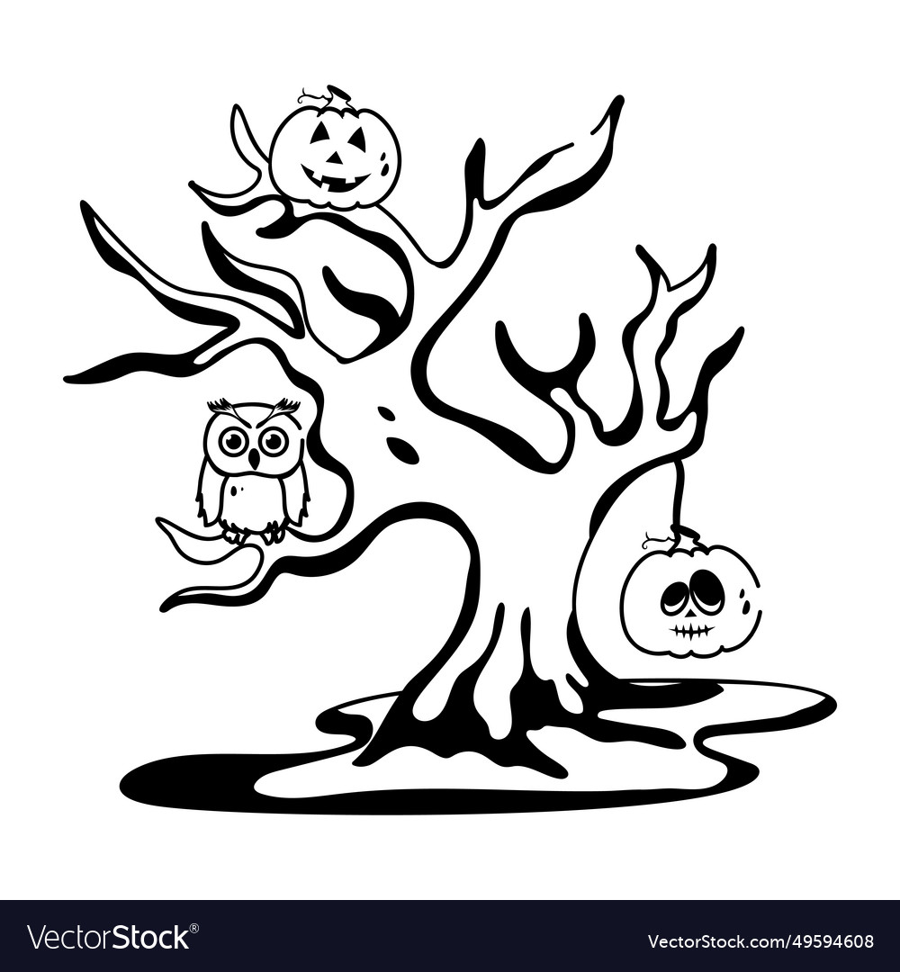 Haunted tree Royalty Free Vector Image - VectorStock