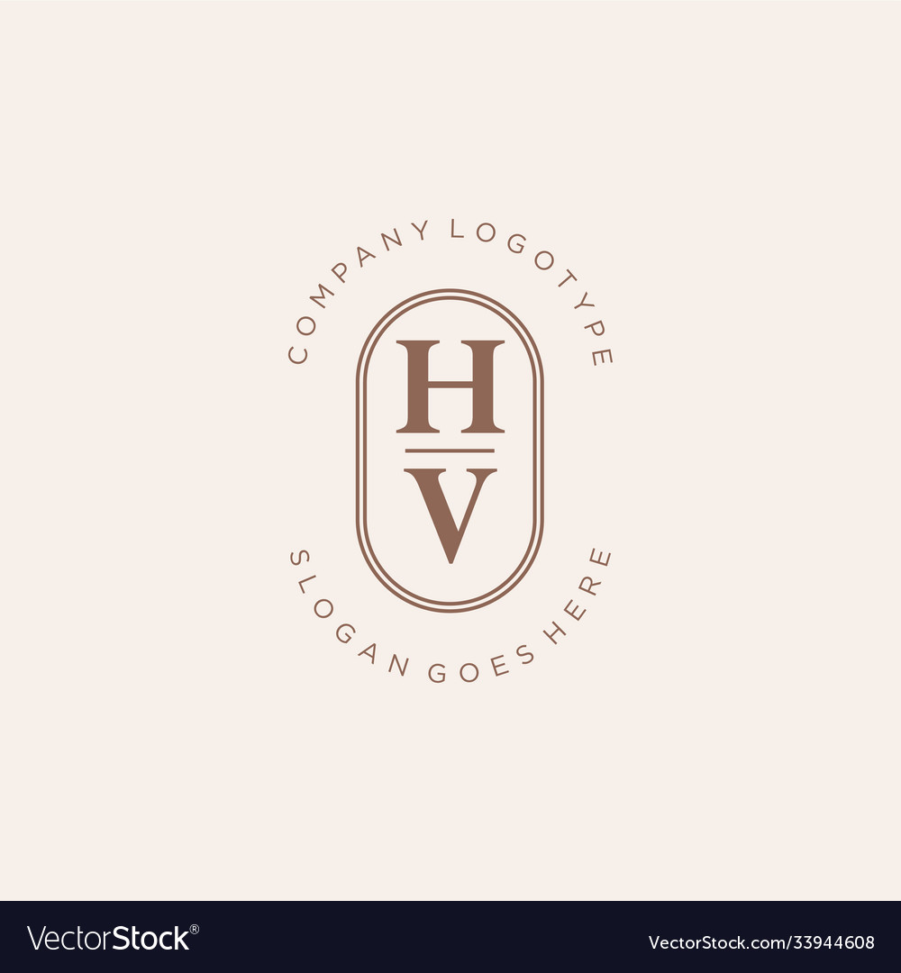 Initial hv beauty monogram and elegant logo design