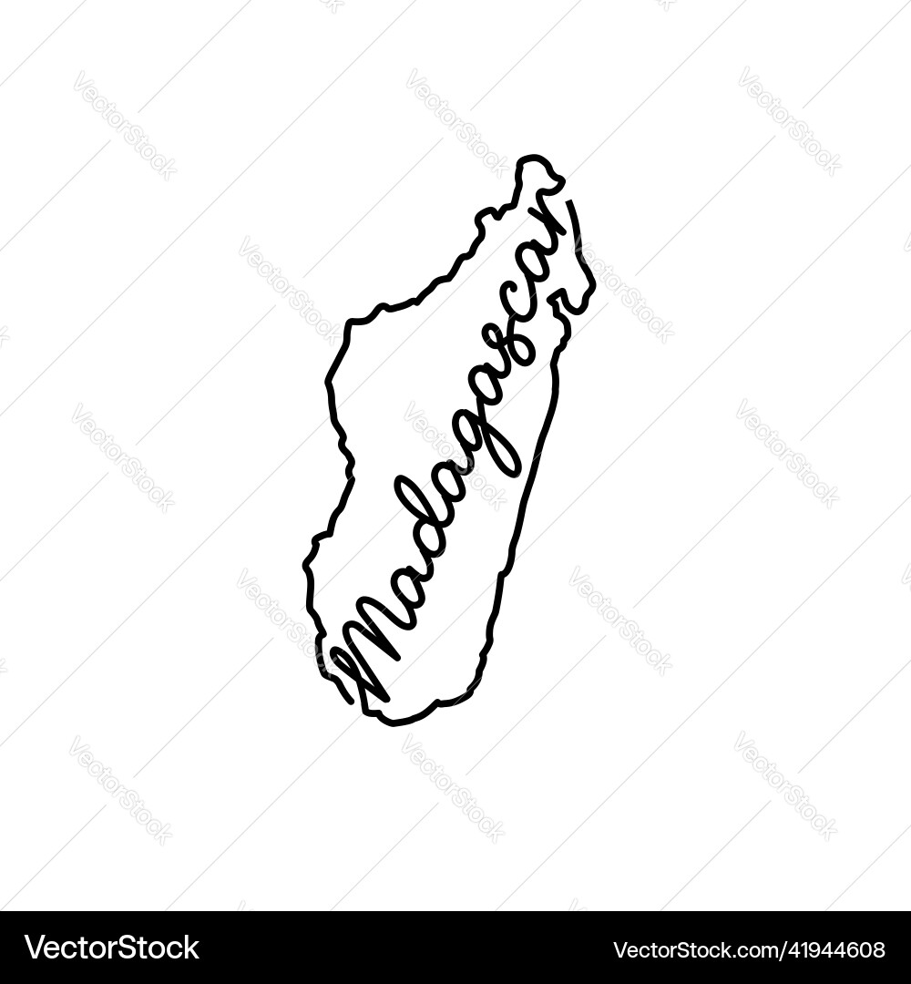 Madagascar outline map with the handwritten Vector Image