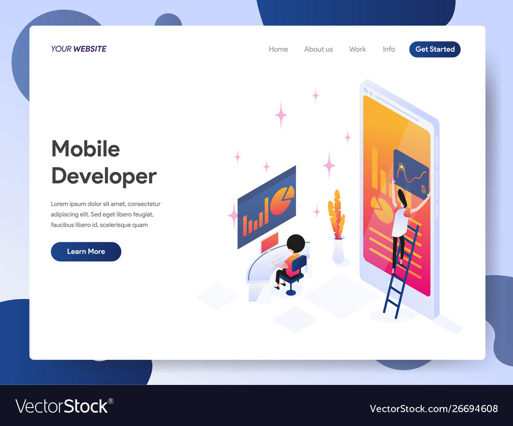 Mobile developer isometric concept Royalty Free Vector Image