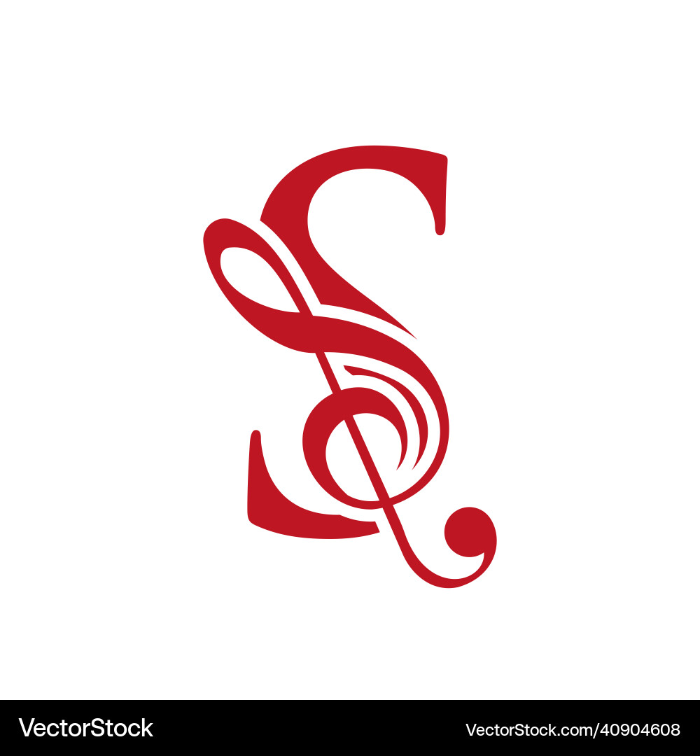 Music logo on letter s concept s note sign Vector Image
