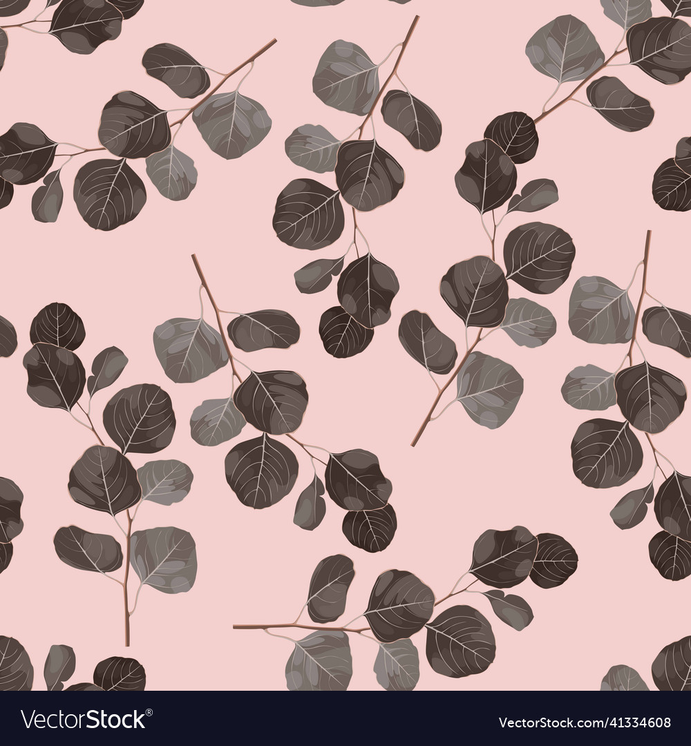 Seamless pattern with eucalyptus abstract branches