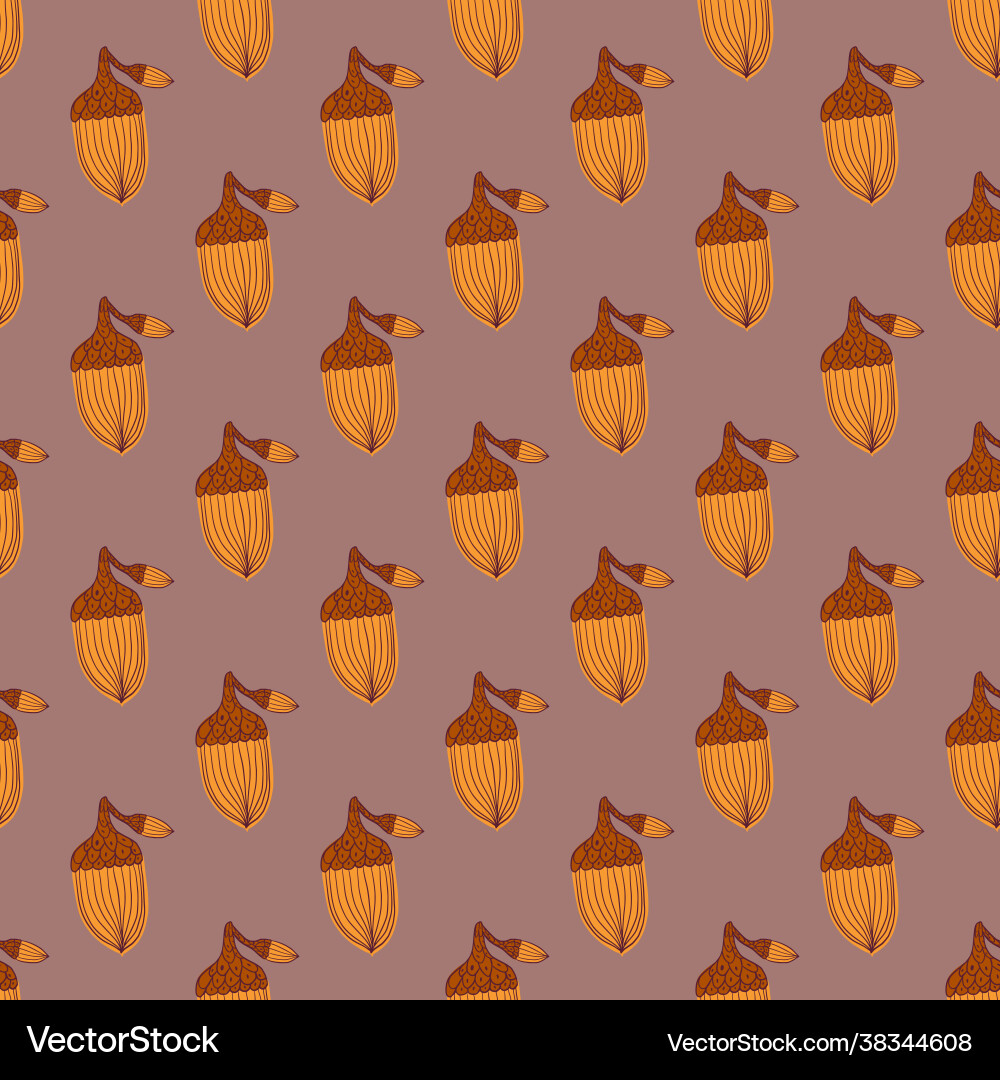 Seasonal seamless pattern with orange acorn Vector Image