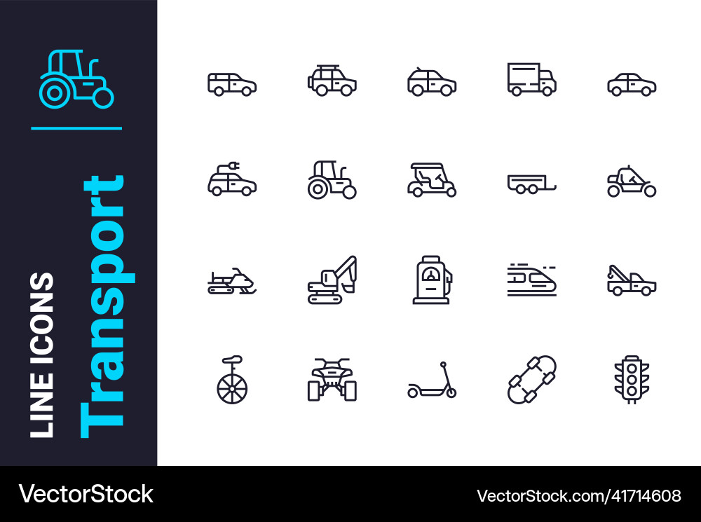 Types of transportation icons set Royalty Free Vector Image