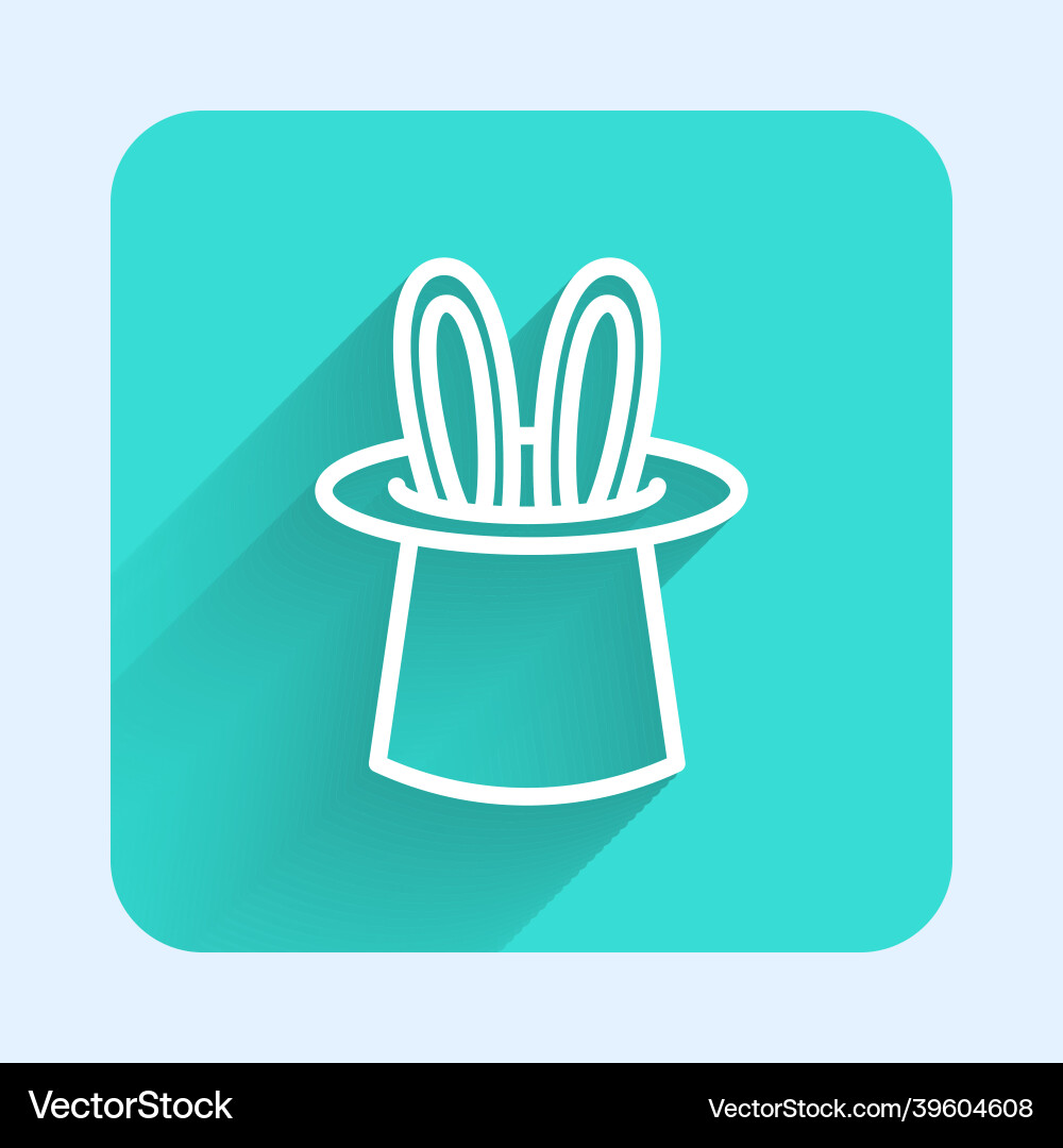 White line magician hat and rabbit ears icon Vector Image