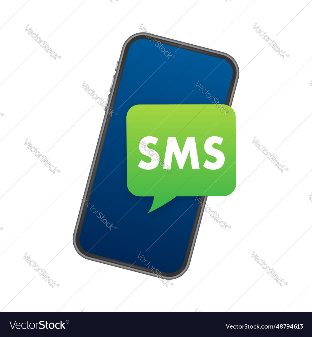 Blue and green speech bubbles with the word sms Vector Image