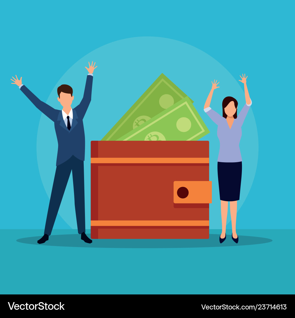 Business people with money Royalty Free Vector Image