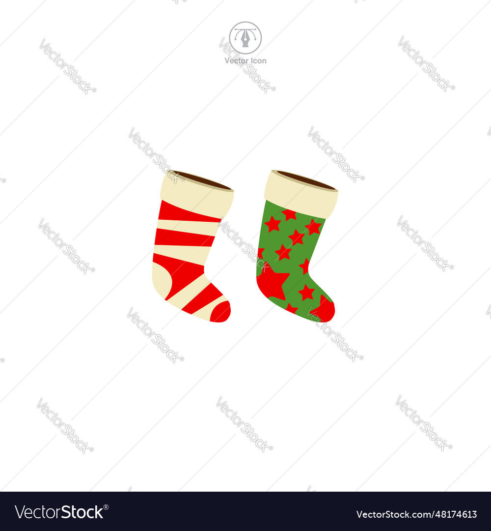 Christmas stocking icon symbol isolated on white Vector Image