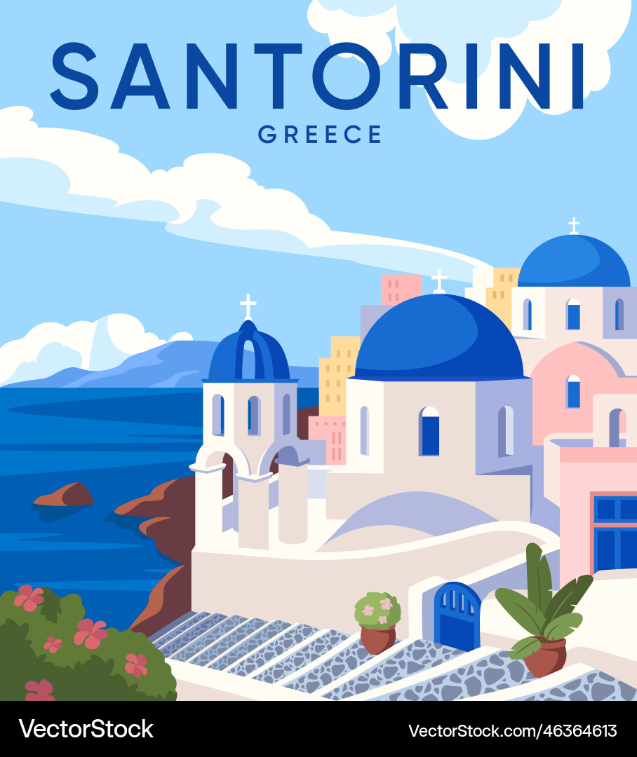 Colorful travel poster Royalty Free Vector Image