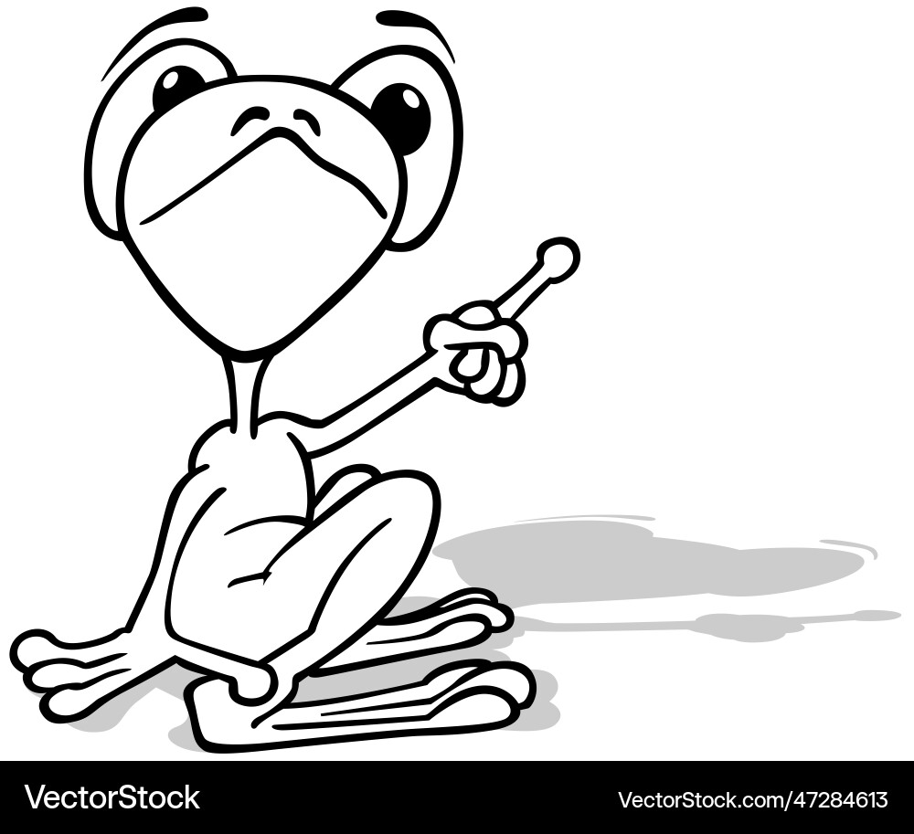 Drawing of a frog pointing a finger Royalty Free Vector
