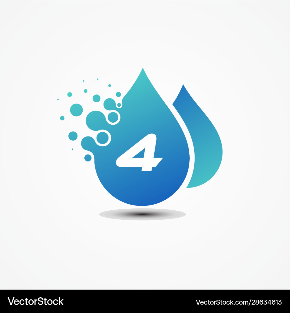 Droplet design with letter 4 symbol design Vector Image