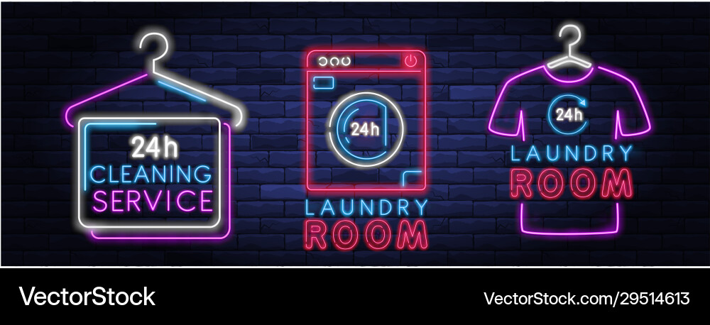 Dry cleaning service neon banner Royalty Free Vector Image