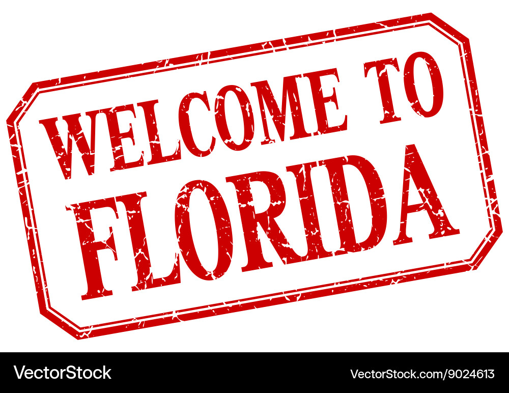 Florida - welcome red vintage isolated label Vector Image
