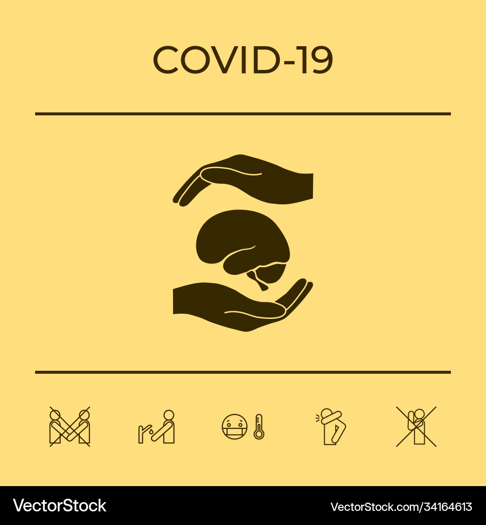 Hands holding brain - protection symbol graphic Vector Image