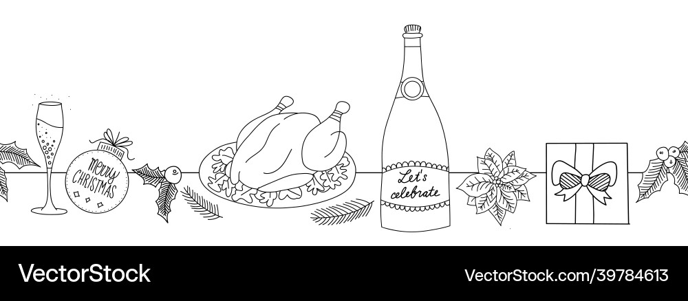 Holiday celebration seamless border hand drawn Vector Image