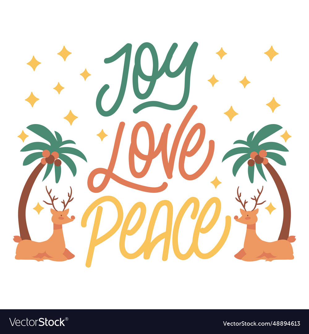 Joy love peace quote semi flat Royalty Free Vector Image