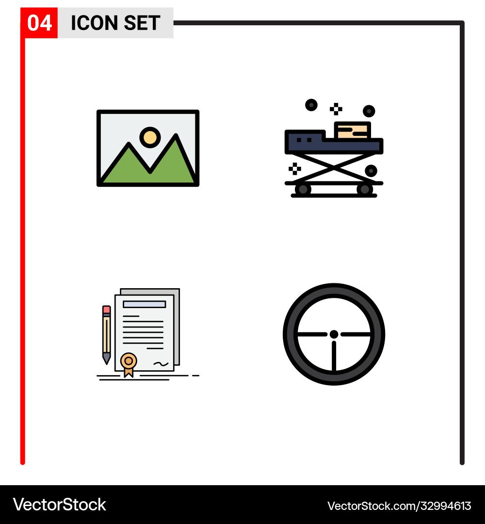 Modern set 4 filledline flat colors pictograph Vector Image