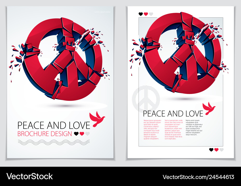 Peace symbol breaking to pieces 3d realistic Vector Image
