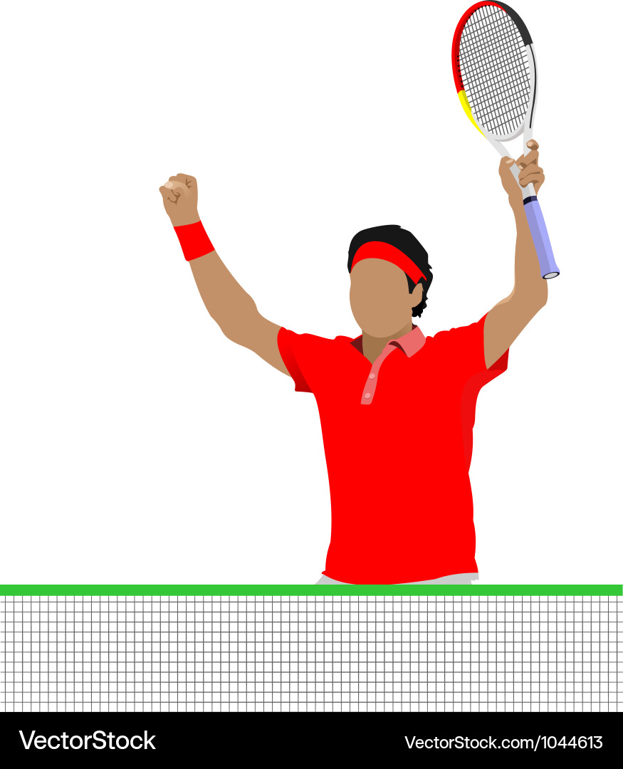 Tennis players in action Royalty Free Vector Image