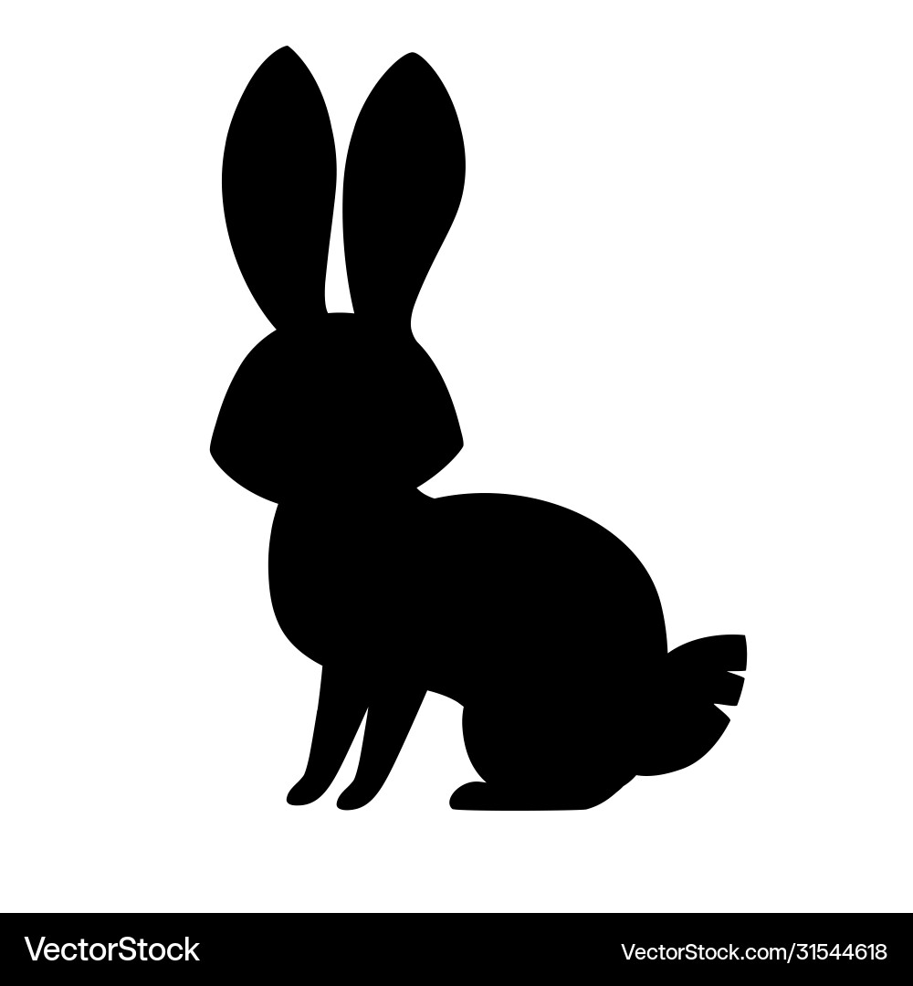 Black silhouette cute grey rabbit sitting Vector Image