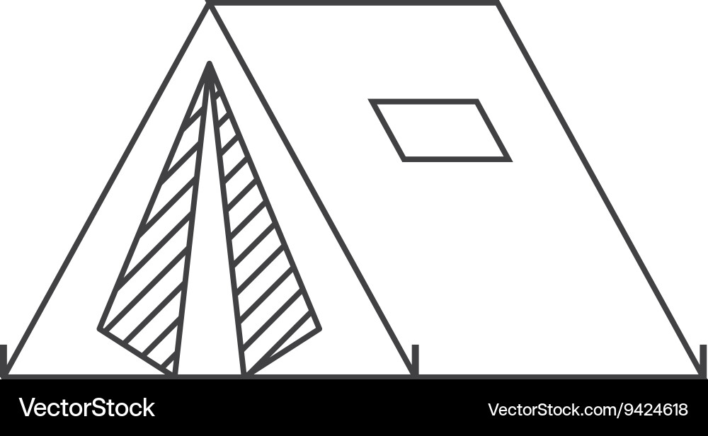 Camping tent thin line icon adventure outline Vector Image