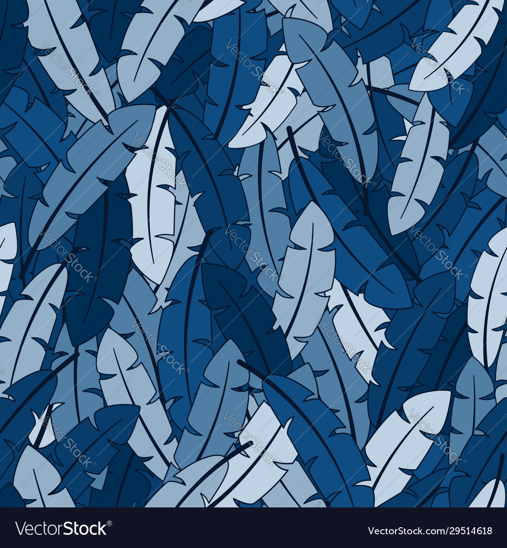 Classic blue random feathers pattern Royalty Free Vector