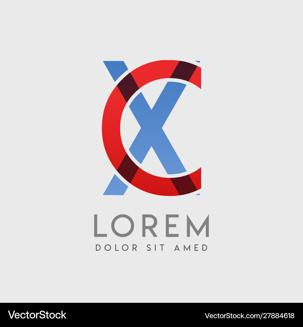 Cx logo letters with blue and red gradation Vector Image
