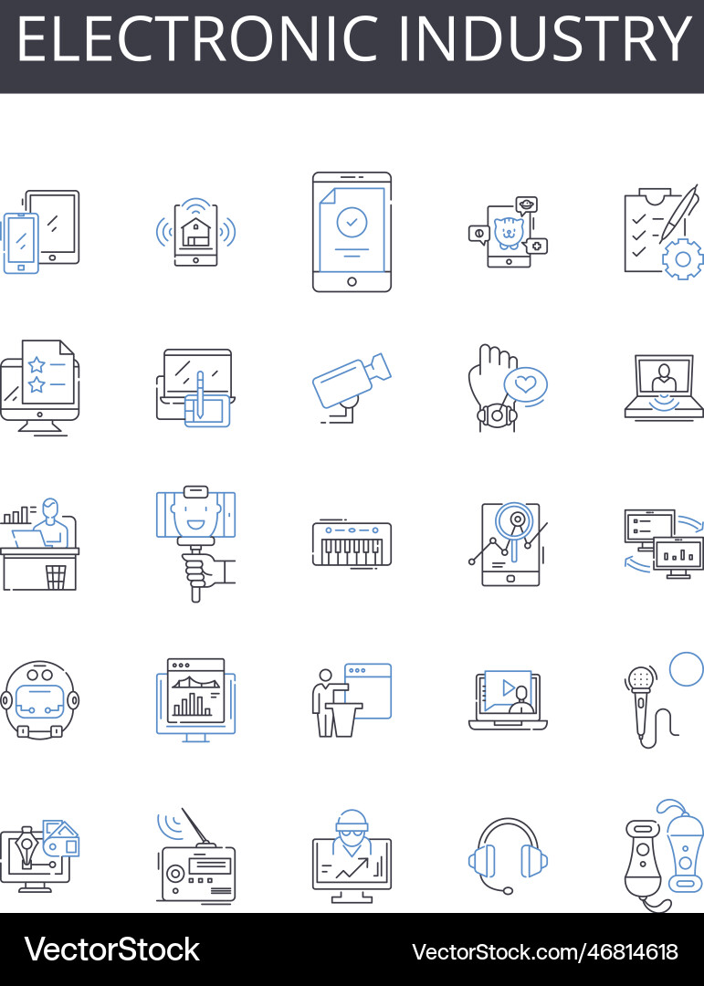 Electronic industry line icons collection high Vector Image