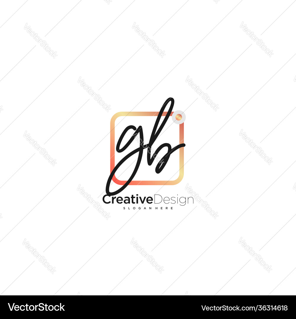 Gb initial letter handwriting logo art hand drawn Vector Image