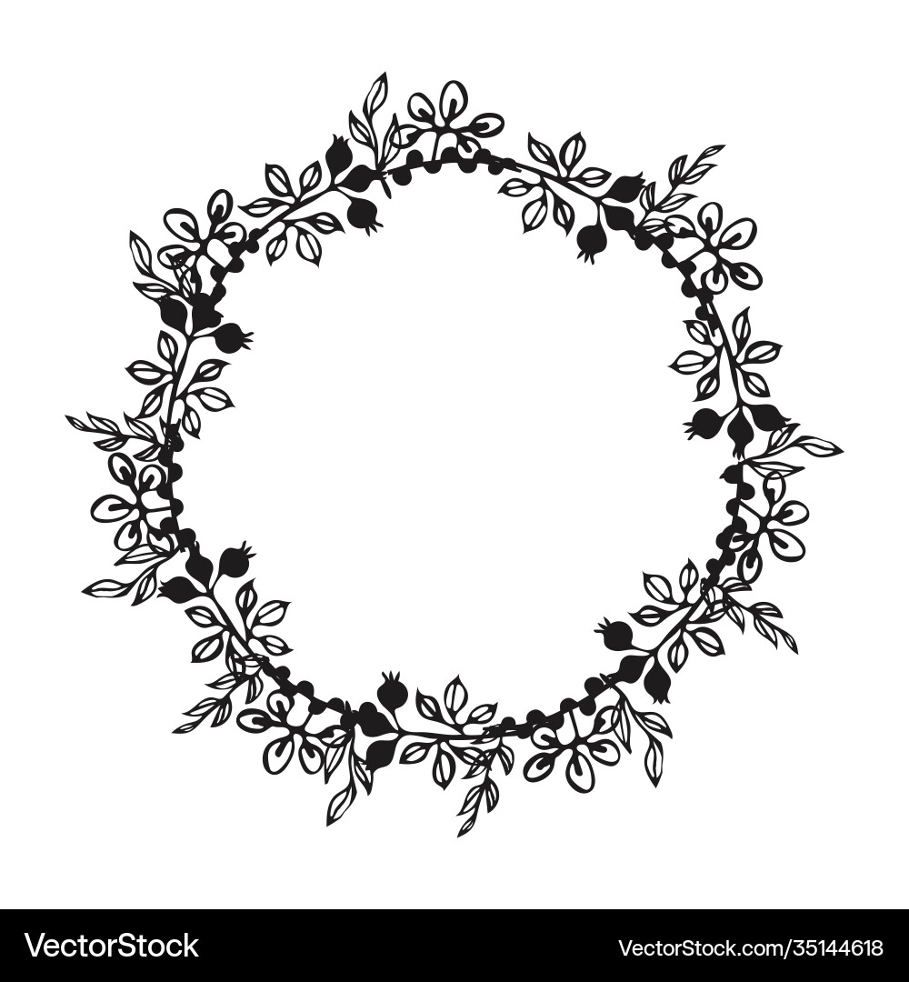 Hand drawn wreath floral design Royalty Free Vector Image