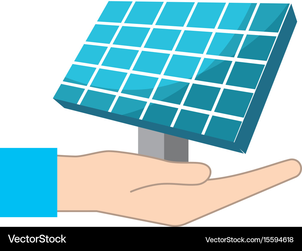 Hand with solar energy element to reuse Royalty Free Vector