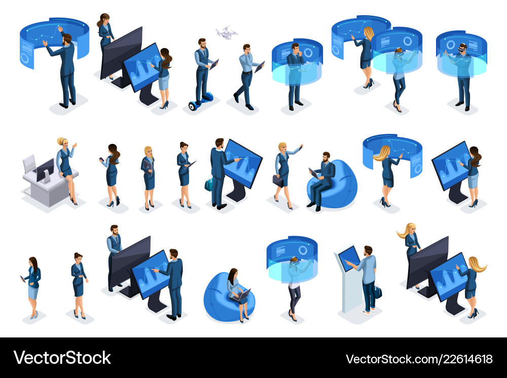 Isometric businessmen front view and rear Vector Image