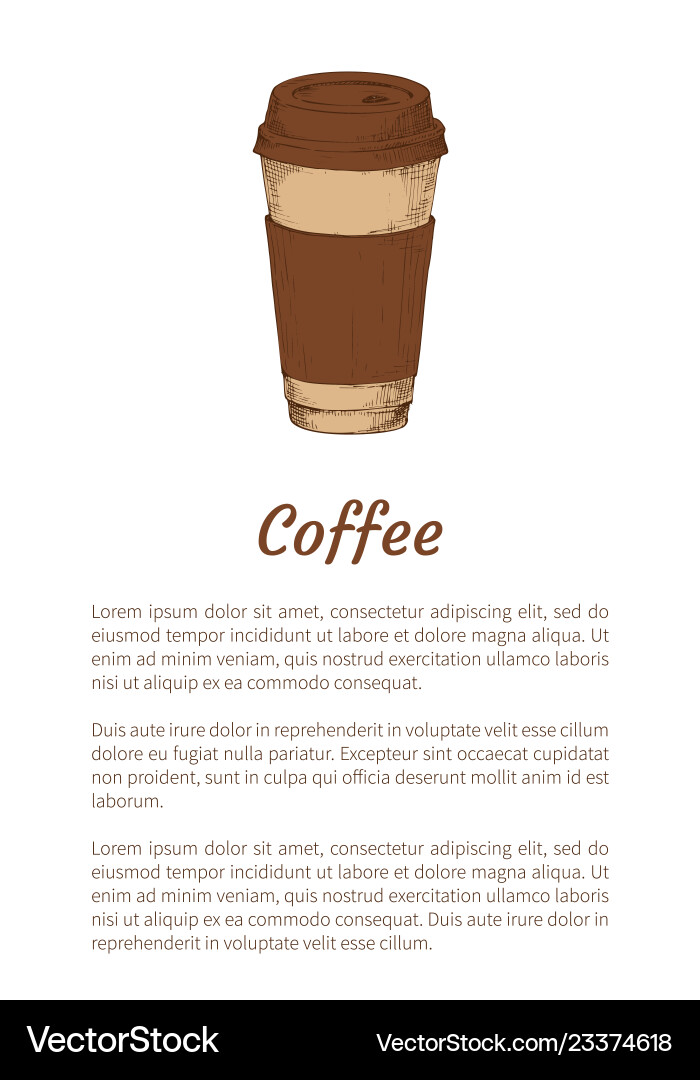Modern disposable coffee cup promo poster Vector Image
