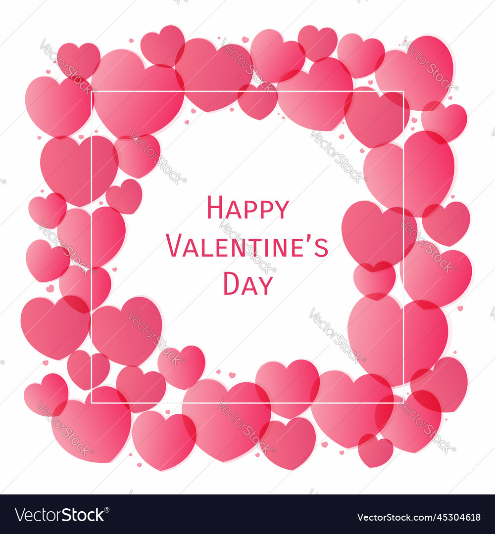 Red pink hearts valentines day frame background Vector Image