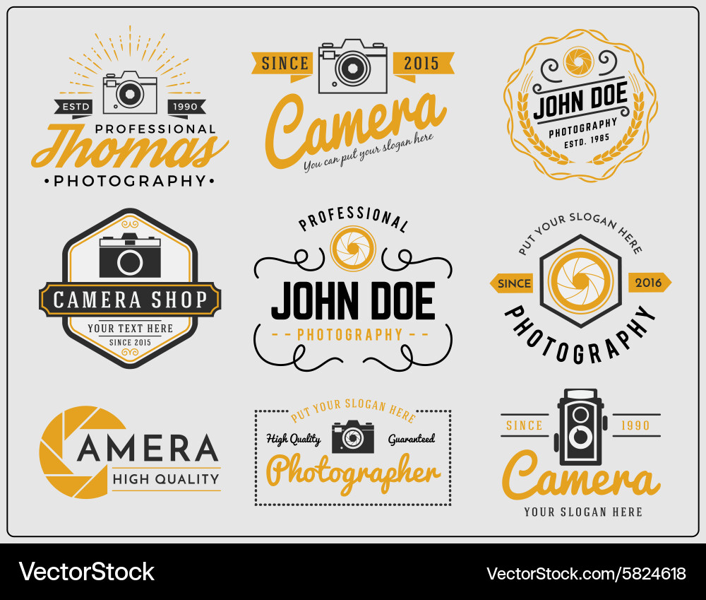 Set photography and camera service logo Royalty Free Vector