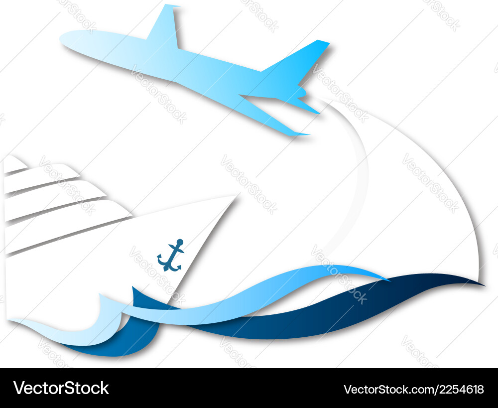 Travel ship and airplane Royalty Free Vector Image