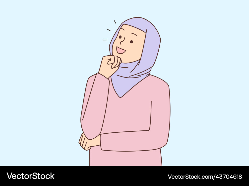 Woman in hijab thinking making decision Royalty Free Vector