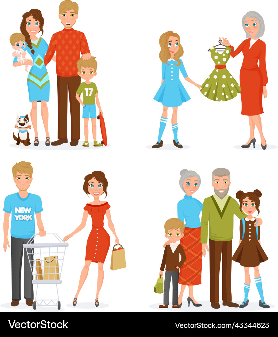Big family icons set Royalty Free Vector Image