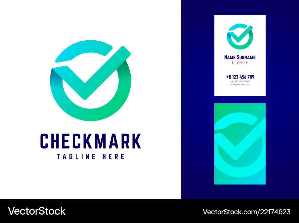 Check mark logo and business card template Vector Image