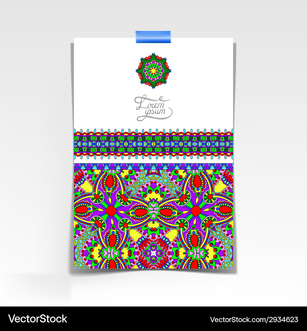 Decorative sheet paper with oriental floral Vector Image
