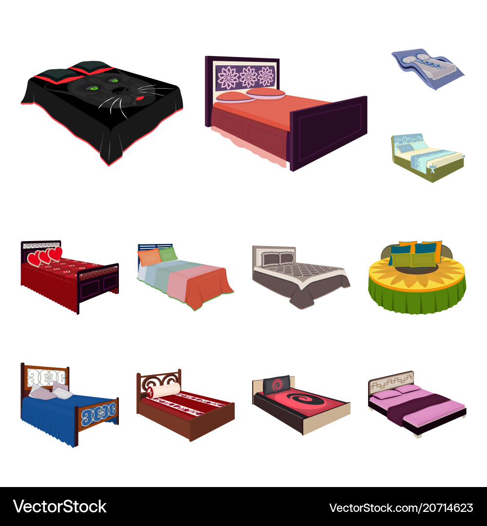 Different beds cartoon icons in set collection Vector Image