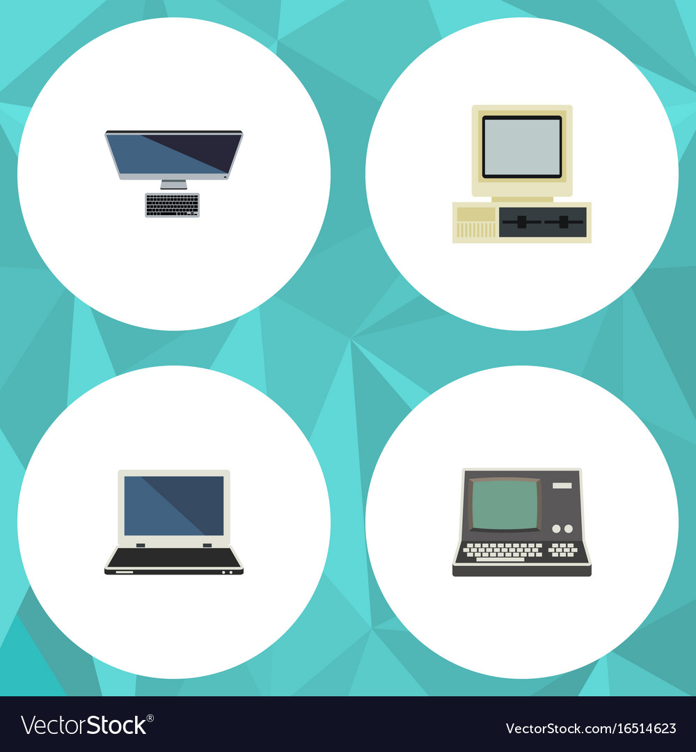 Flat icon computer set of computer technology Vector Image