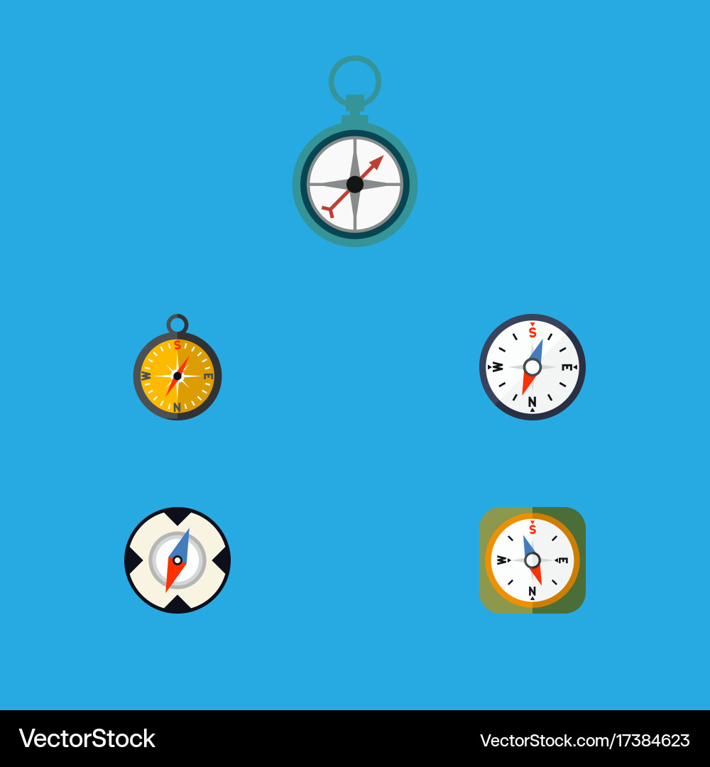 Flat icon direction set of compass instrument Vector Image