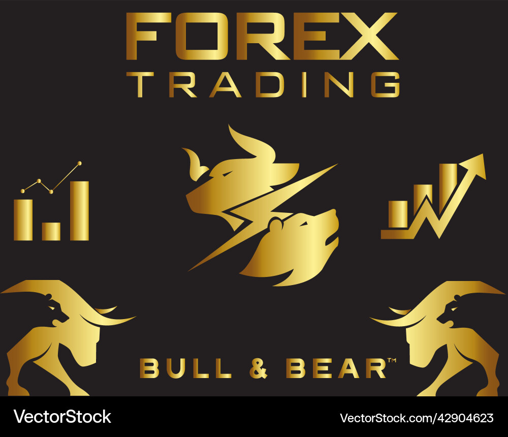 Forex trading gold bull and bear Royalty Free Vector Image