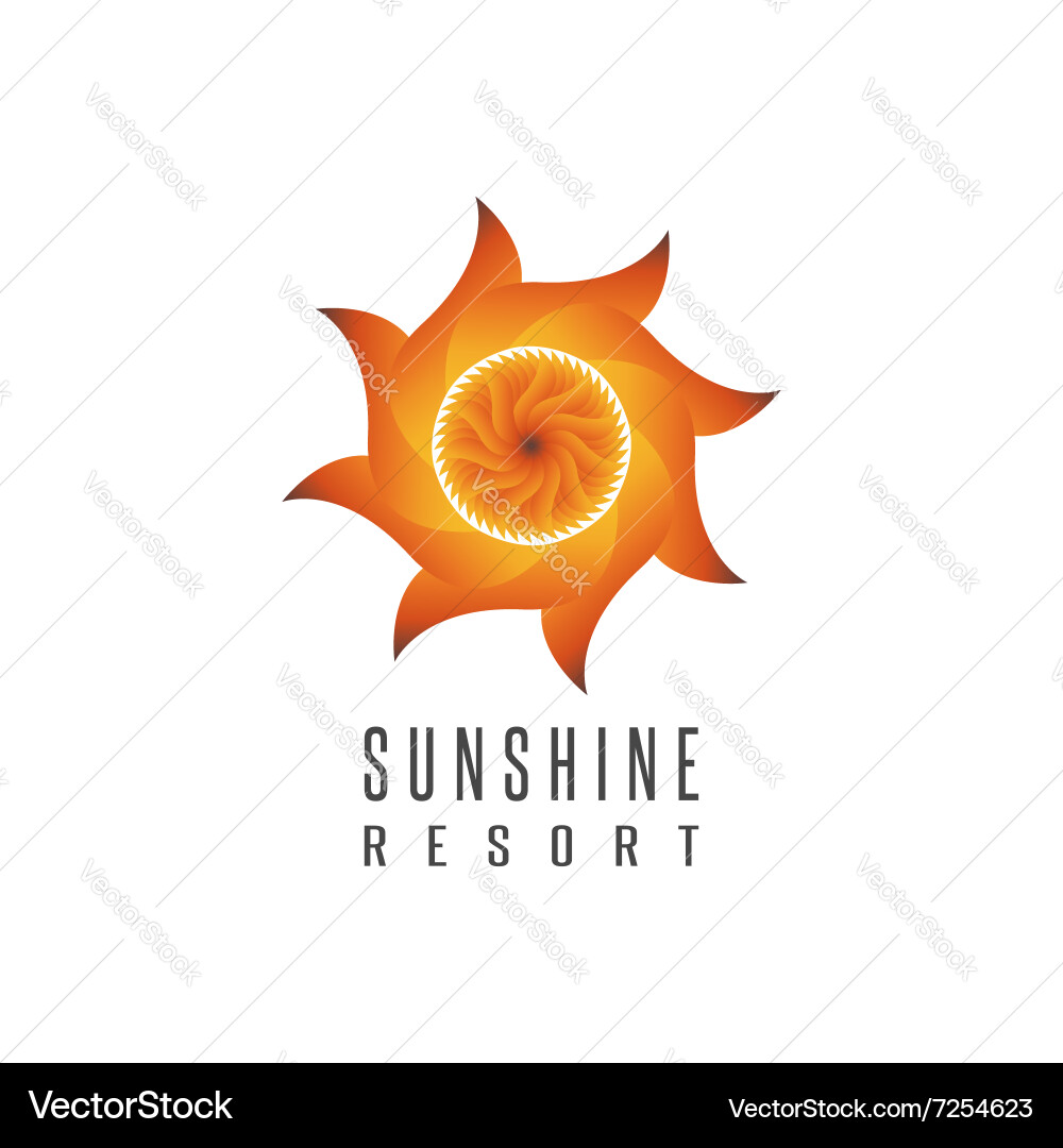 Gradient sun logo resort mockup abstract creative Vector Image