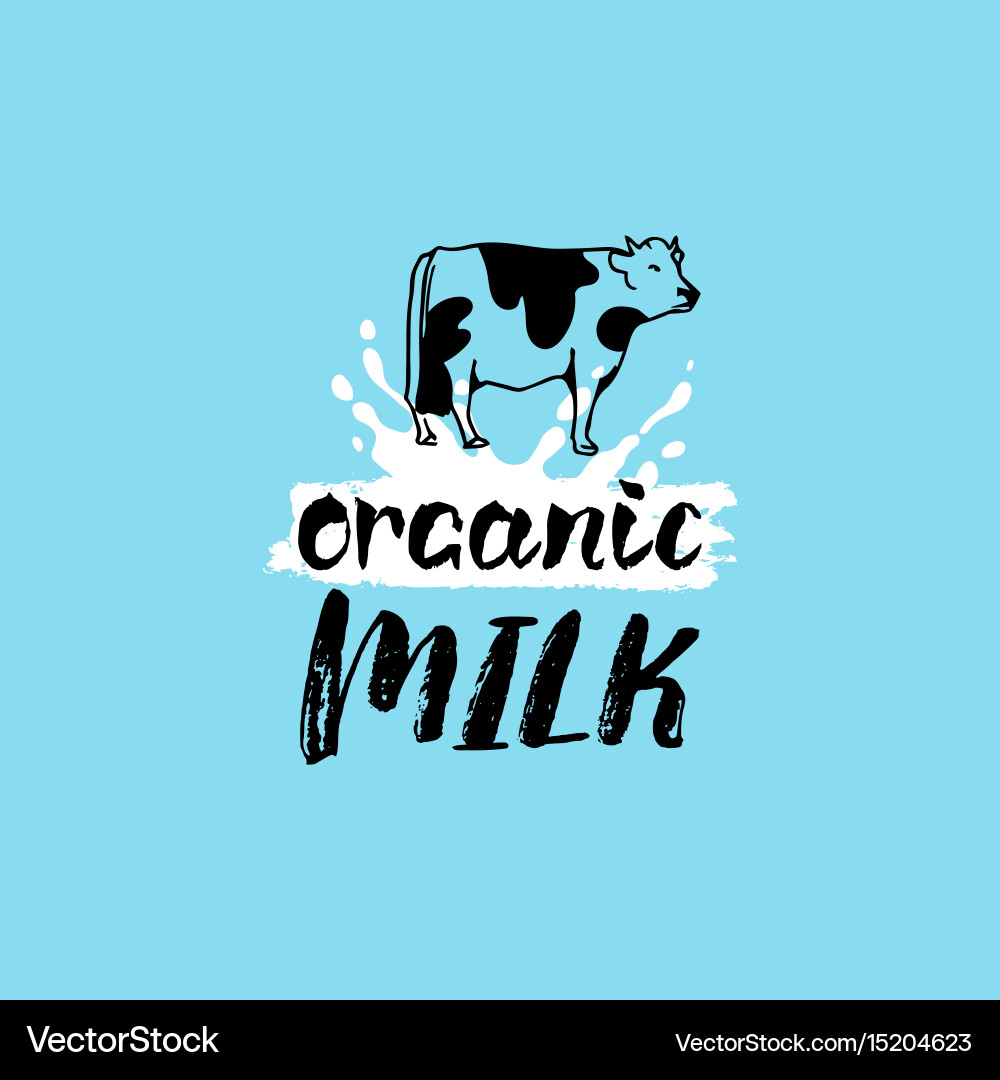 Hand drawn milk label sign for dairy Royalty Free Vector